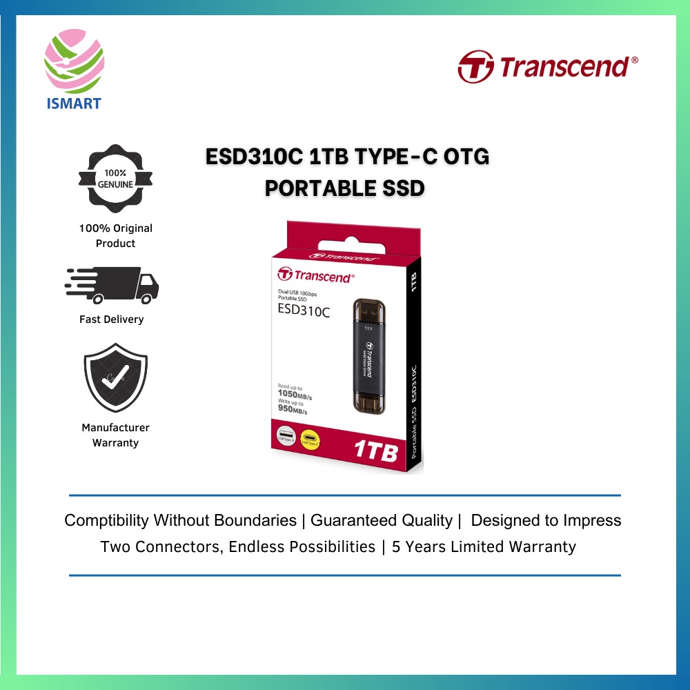 TRANSCEND ESD310C 1TB USB3.2 TYPE-A / C OTG EXTERNAL SSD | Shopee Malaysia