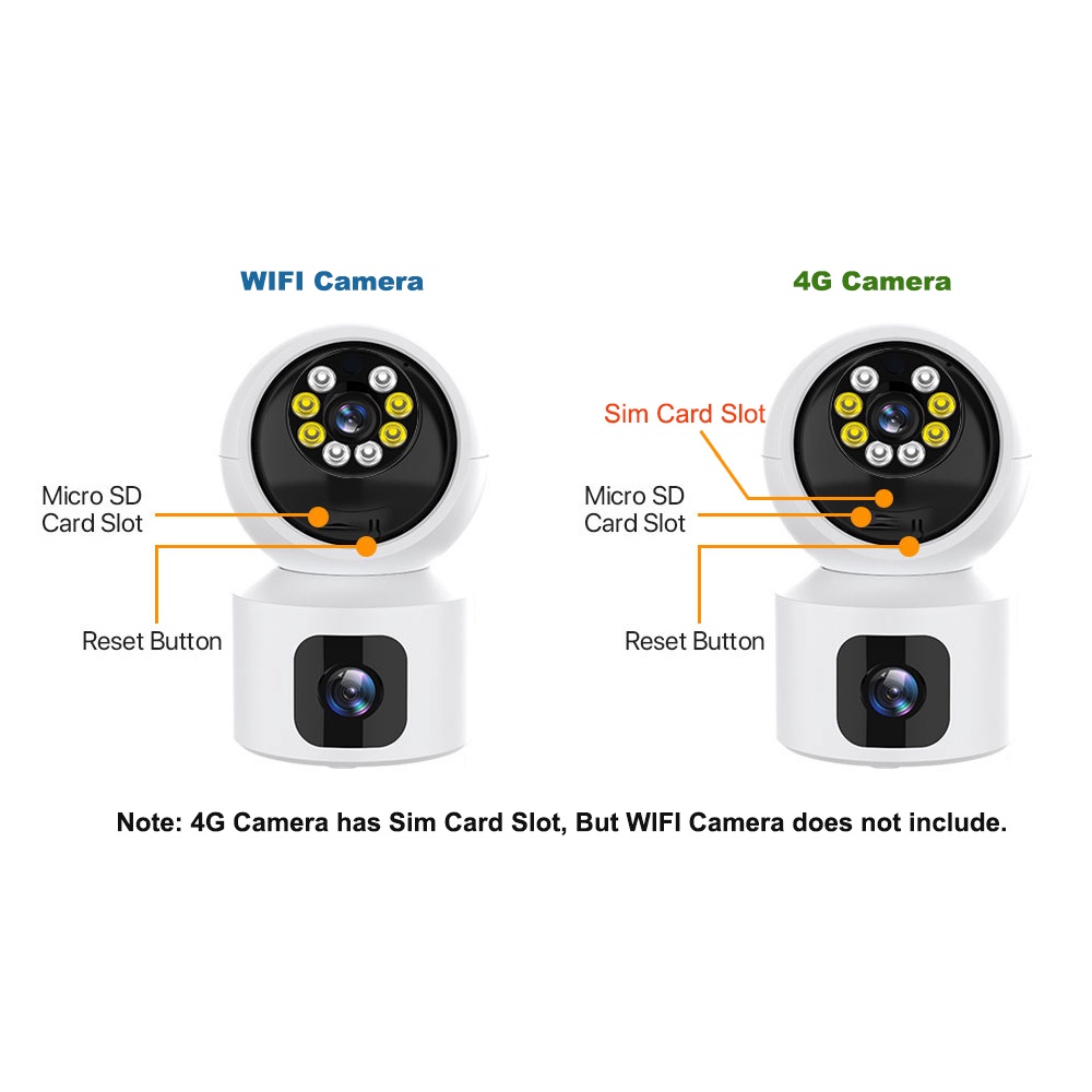 4G SIM card Dual Lens Mini IP Camera 2K 4MP WIFI Wireless Security ...