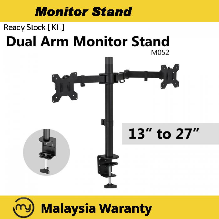 M052 Double Dual Arm Desk Table Monitor LCD TV Clamp Bracket Mount ...