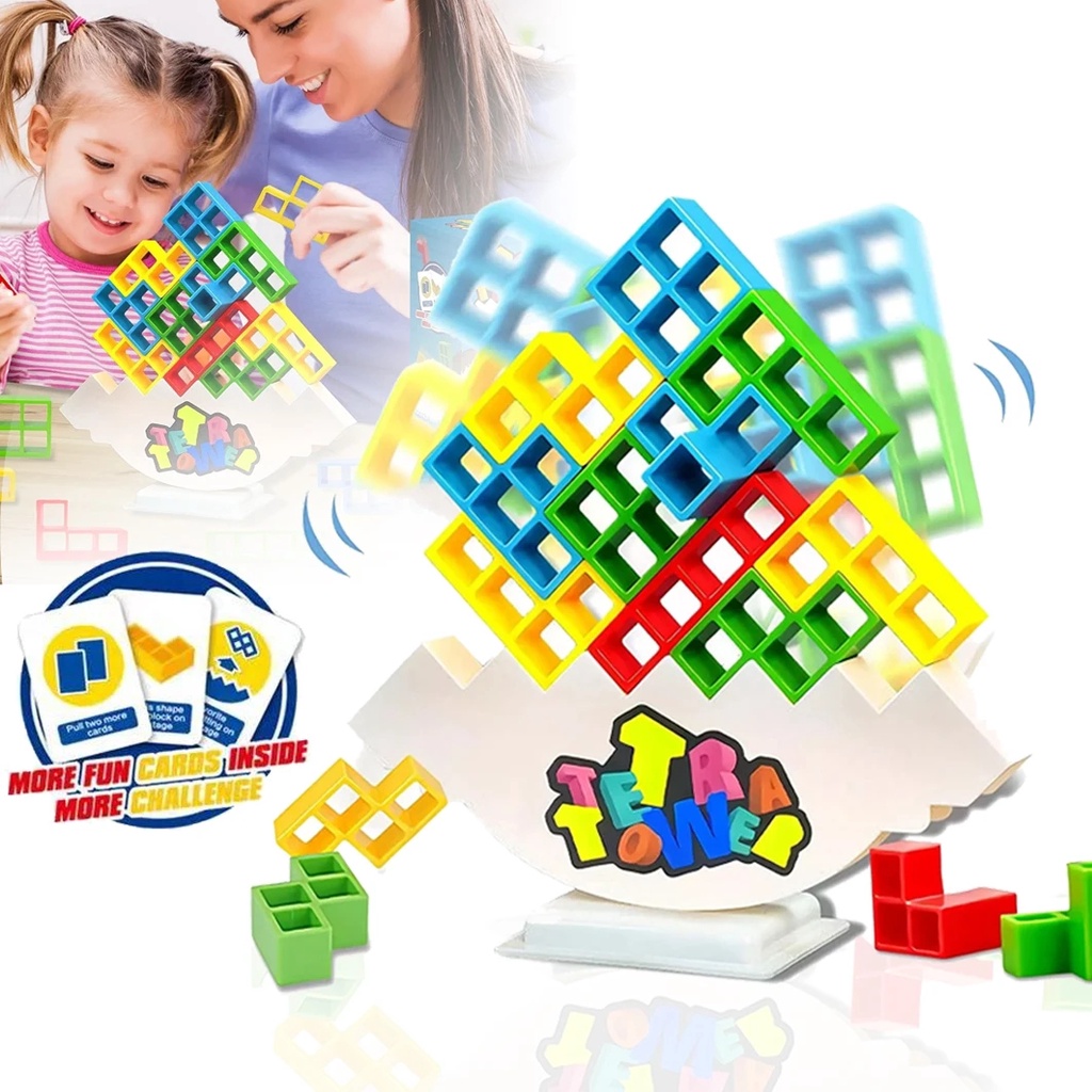 Colorful Tetris Tower Toy Building Blocks Stacking Balance Game ...