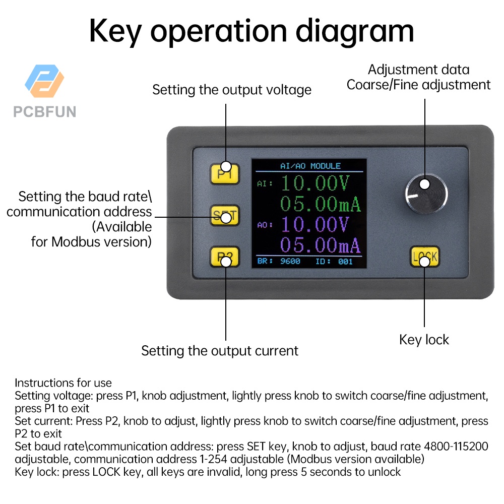 Pcbfun High Precision Digital Signal Generator Current Source Analog Input/Output Measurement ...