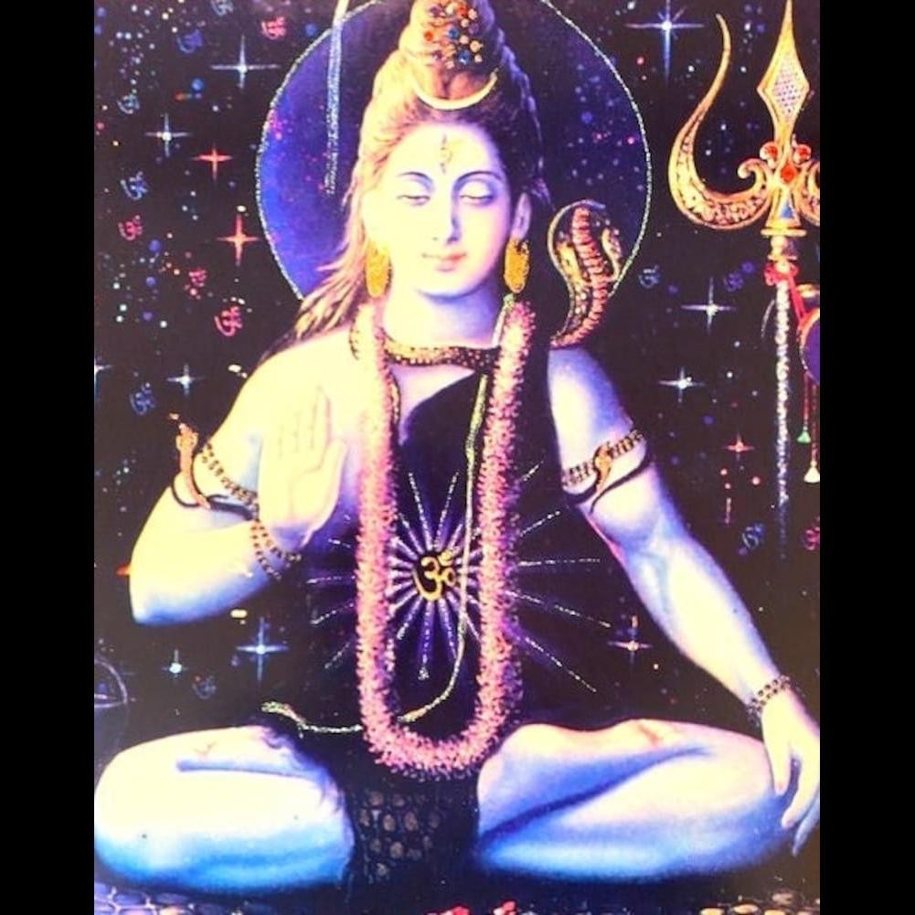 Cetakan Seni Hiasan Tangan Dewa Shiva di Bawah Langit Malam Berbintang ...