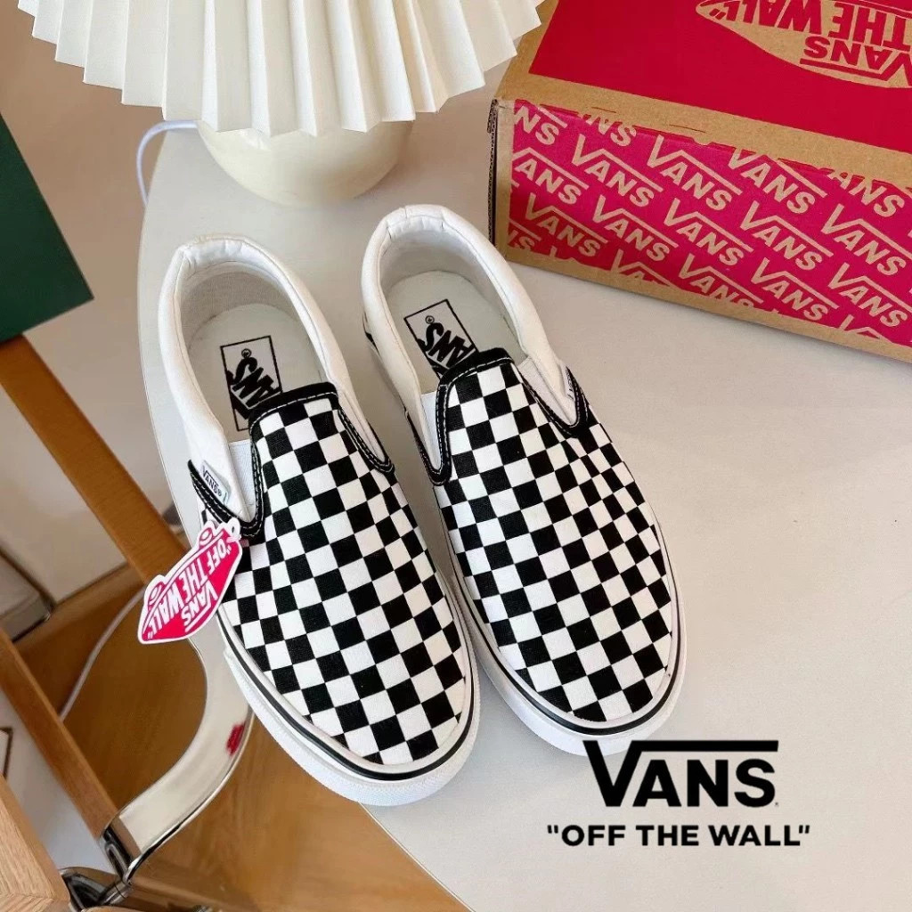 Van Slip On Pewter Checkerboard Classic Original Van Shoes 100% ...