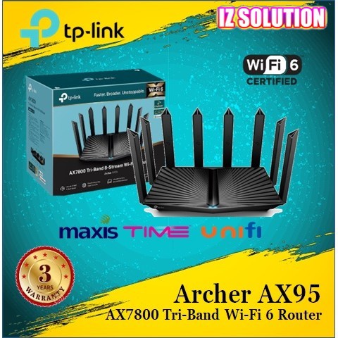 TP-LINK Archer AX95 AX7800 Tri-Band 8-Stream Wi-Fi 6 Router | Shopee ...