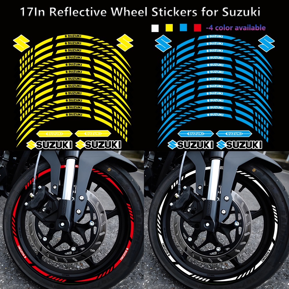 17inch Reflective Motorcycle Wheel Sticker Rim Strips Decal Hub Tape 