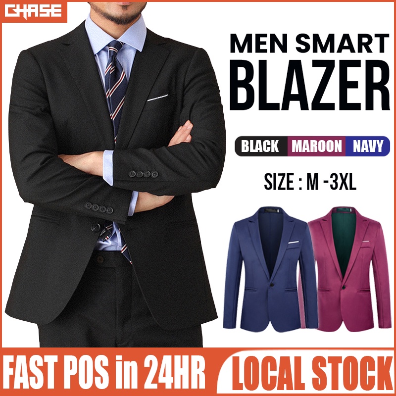 Blazer Men Formal Black Blazer Lelaki Casual Business Tuxedos Coat ...