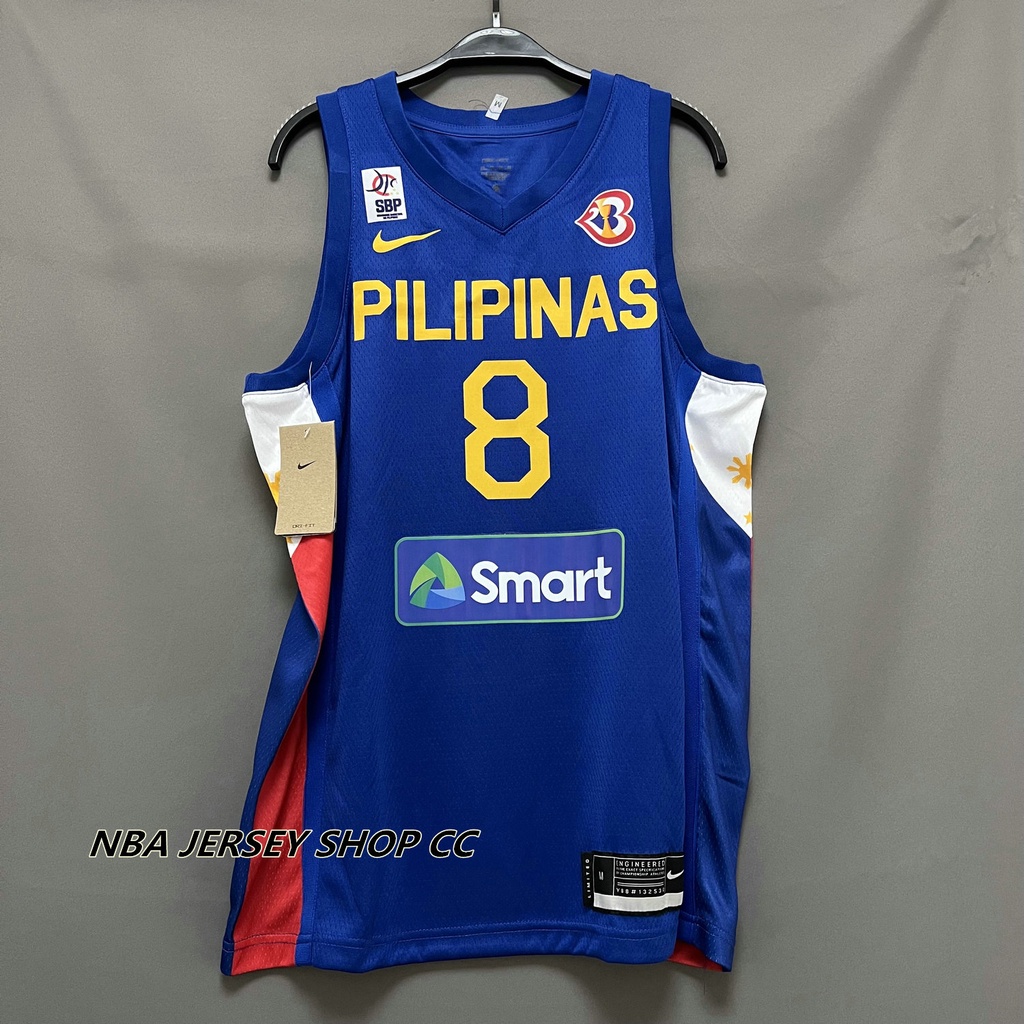 Men's New Original Gilas Pilipinas #8 Thompson Jersey Blue Heat-pressed ...