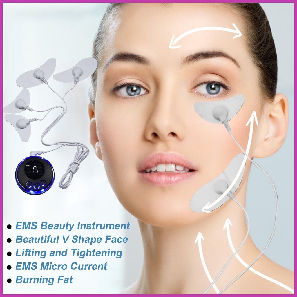EMS Facial Massager 8 Modes Face Lifting Instrument With Patch Pads 19 Levels Of Intensity ...