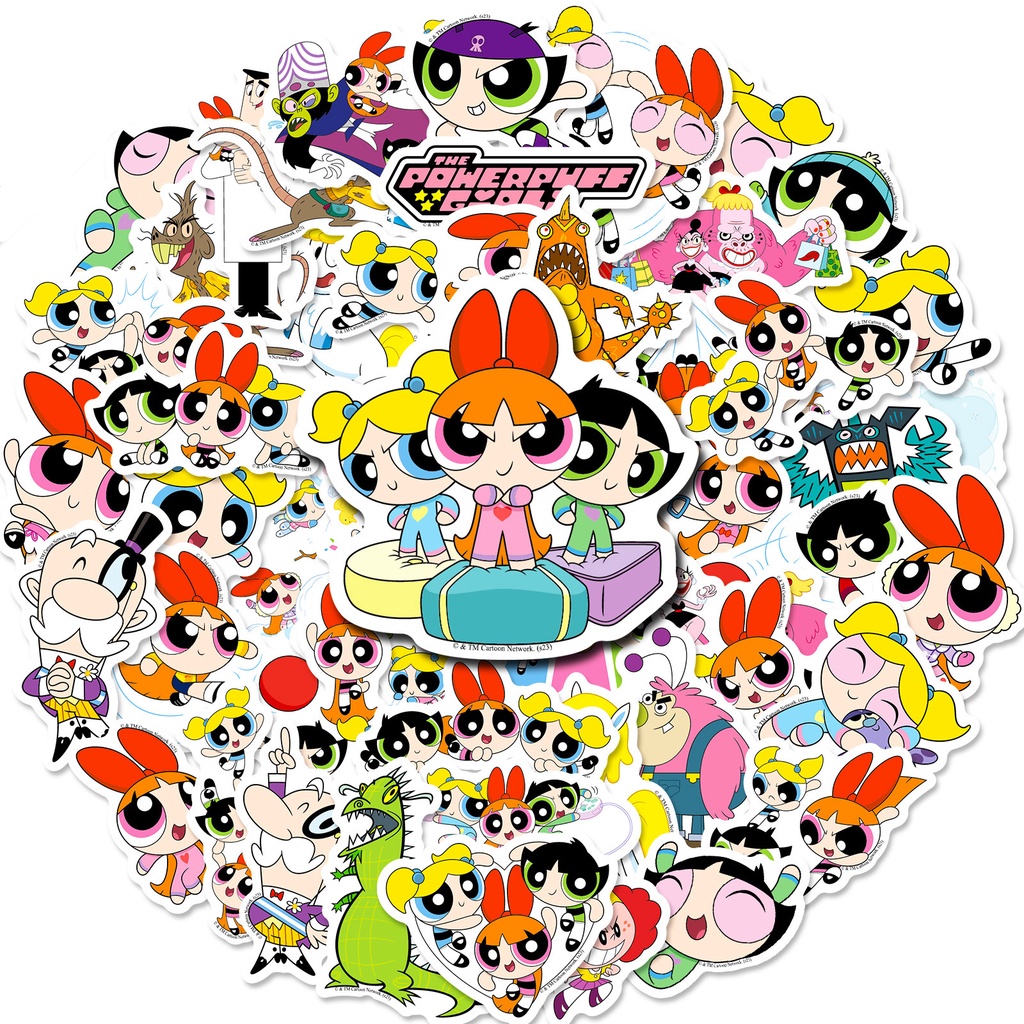 (Authorized)50 pcs The Powerpuff Girls Cartoon Waterproof PVC Stickers ...