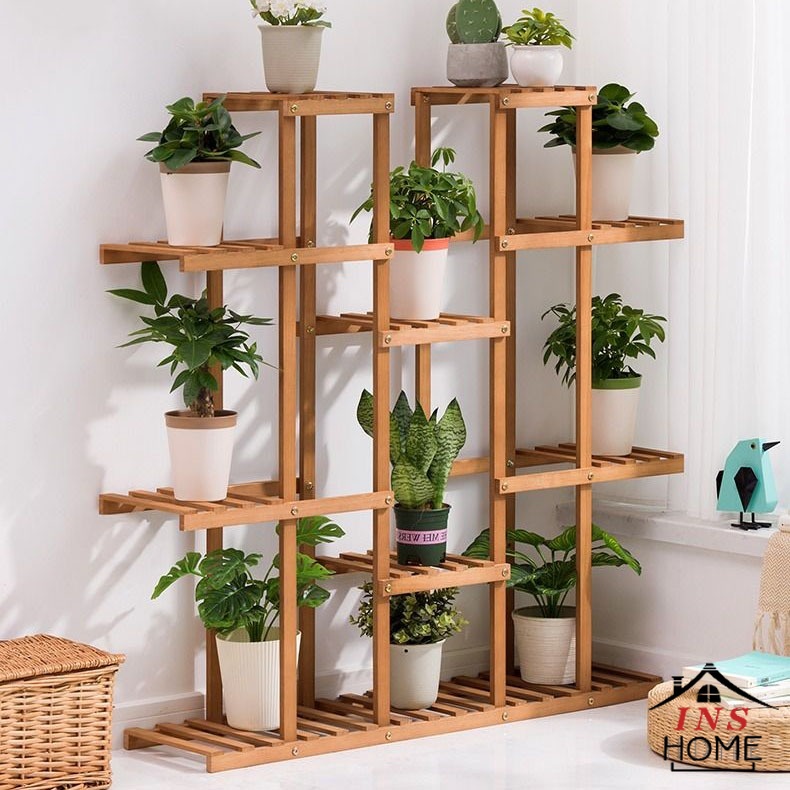 Flower Shelf For Home Living Room Floor-Standing Solid Wood Balcony ...