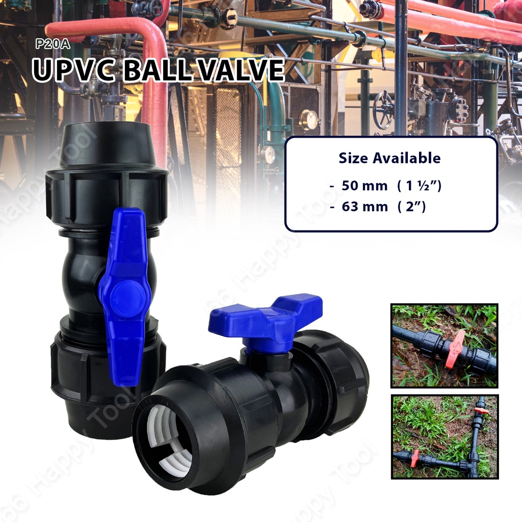 (50mm/63mm) Compact Ball Valve Poly HDPE PP UPVC Connector Compression Heavy Duty Stopcock Pipe ...
