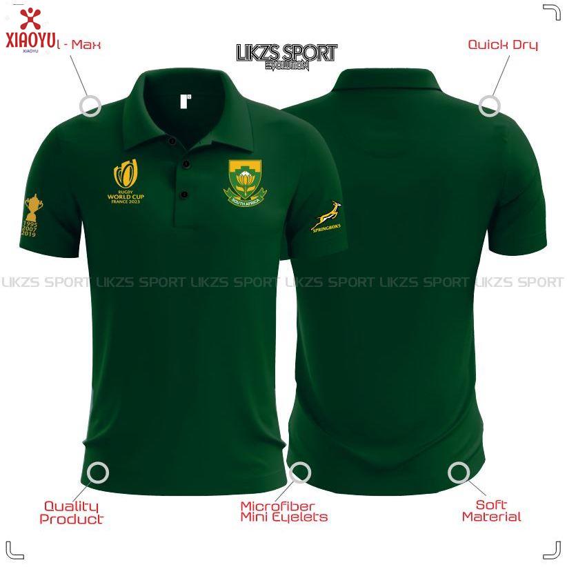 S. Africa Rugby RWC 2023 DX5+ Travel Jersey Rugby Polo Baju Berkolar ...