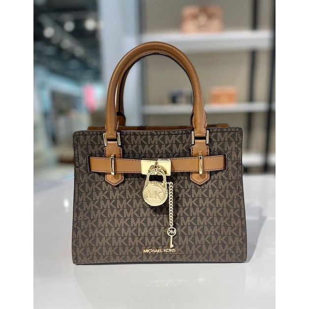 Michael Kors Hamilton Small Leather Satchel | Shopee Malaysia