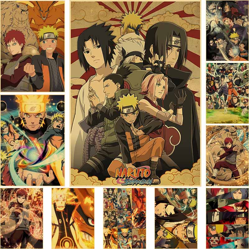 Naruto Anime Poster Vintage Uzumaki Posters Bar Cafe Home Decor Living ...