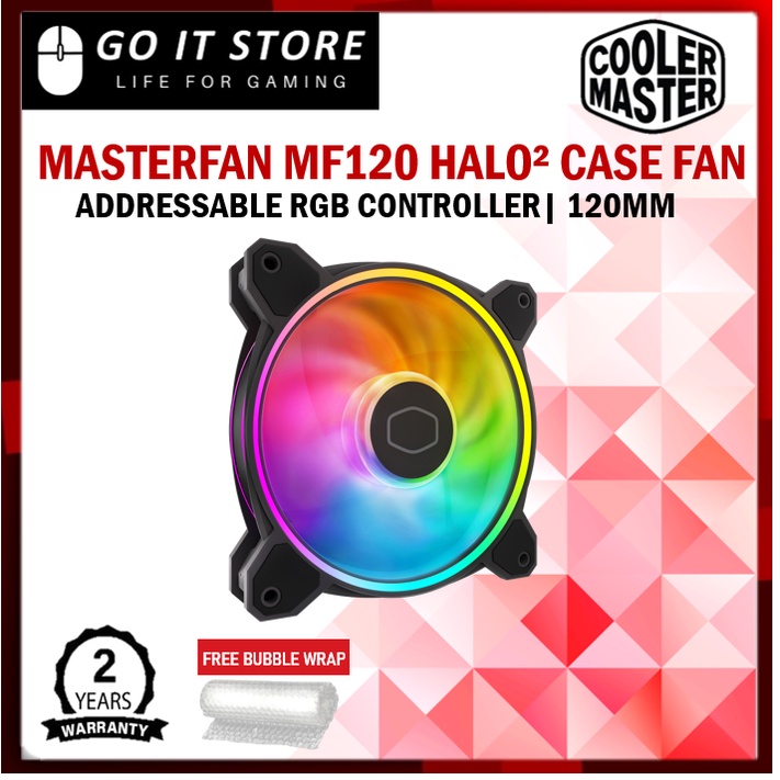 Cooler Mater MasterFan MF120 HALO / HALO2 ARGB Case Fan Black (MFL-B2DN ...