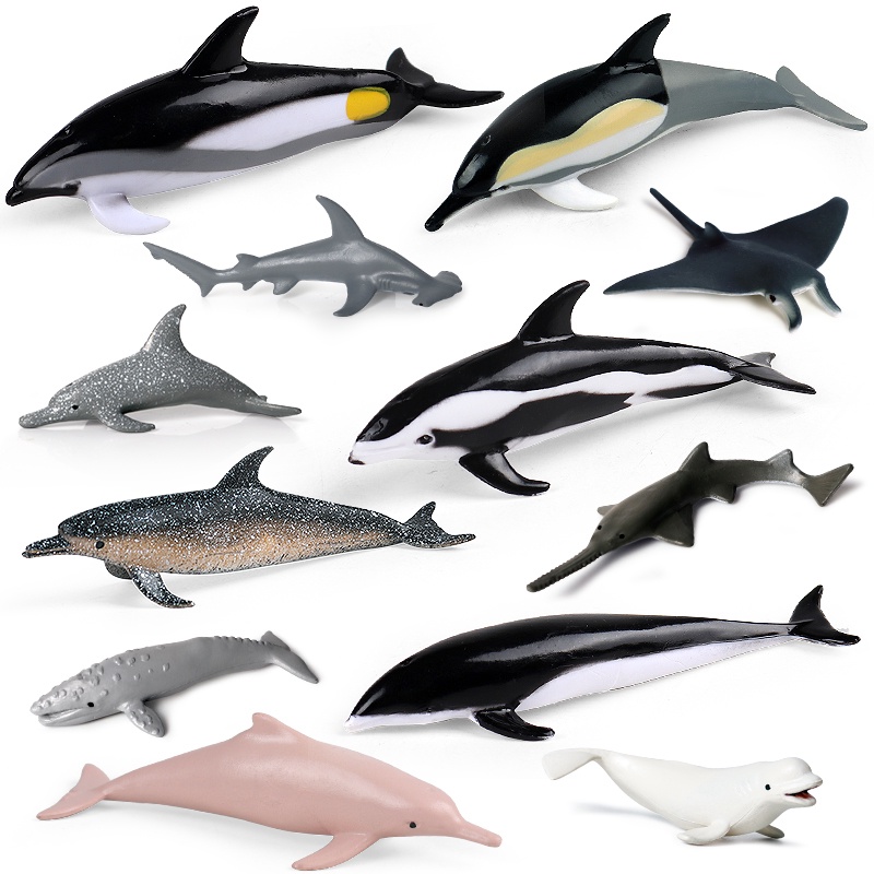 Ocean Animals Megalodon Dolphin Fish Lobster Whale Shark Sea Life Model ...