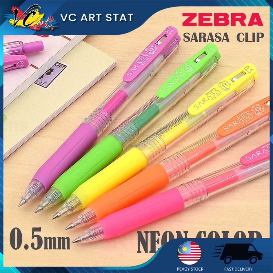 Zebra Sarasa Clip Gel Pen JJ15 0.5mm | Neon Color, Smooth Writing ...