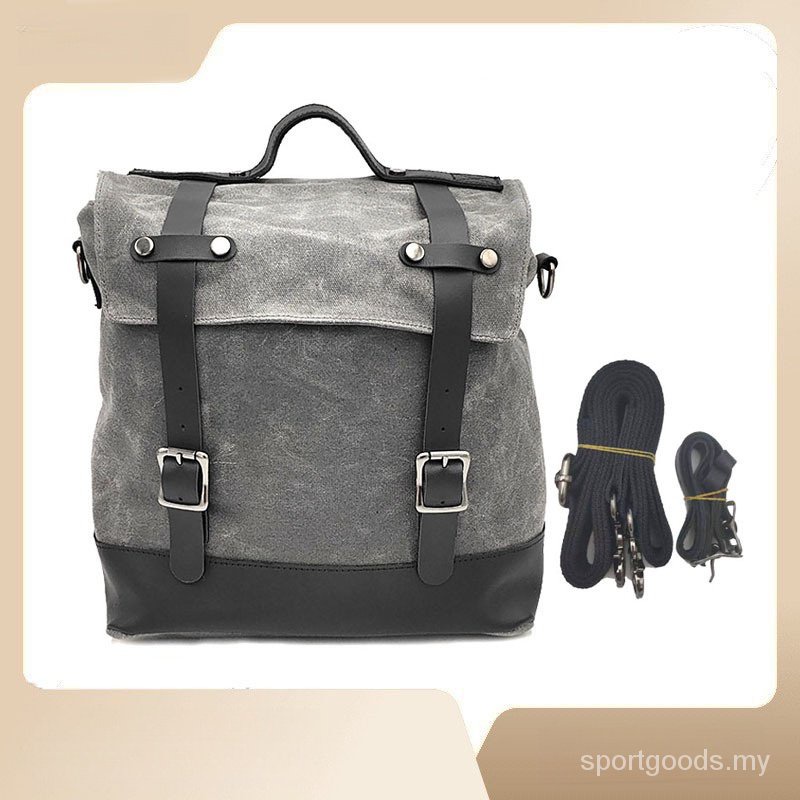 Retro Canvas Motorcycle Side Bag Motorcycle Leather Storage Bag Pannier ...