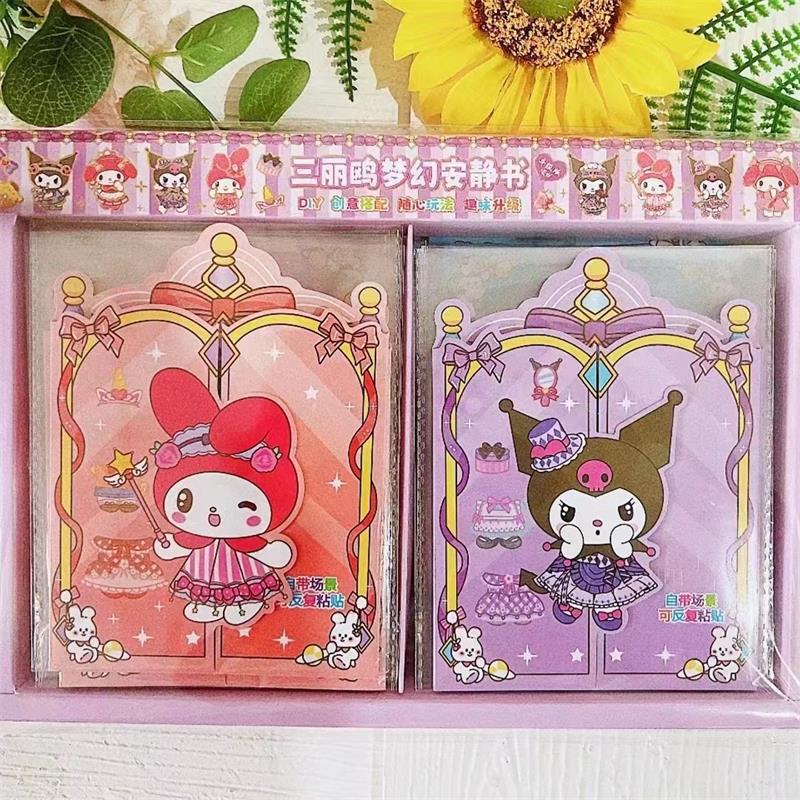 Sanrio Quiet Book Sticker Kawaii Kuromi My Melody Cartoon Diy Magic