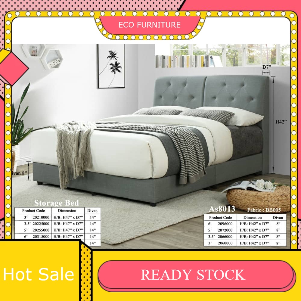 Katil Kain Divan Katil Single / Super Single / Queen / King Tambah Foam ...