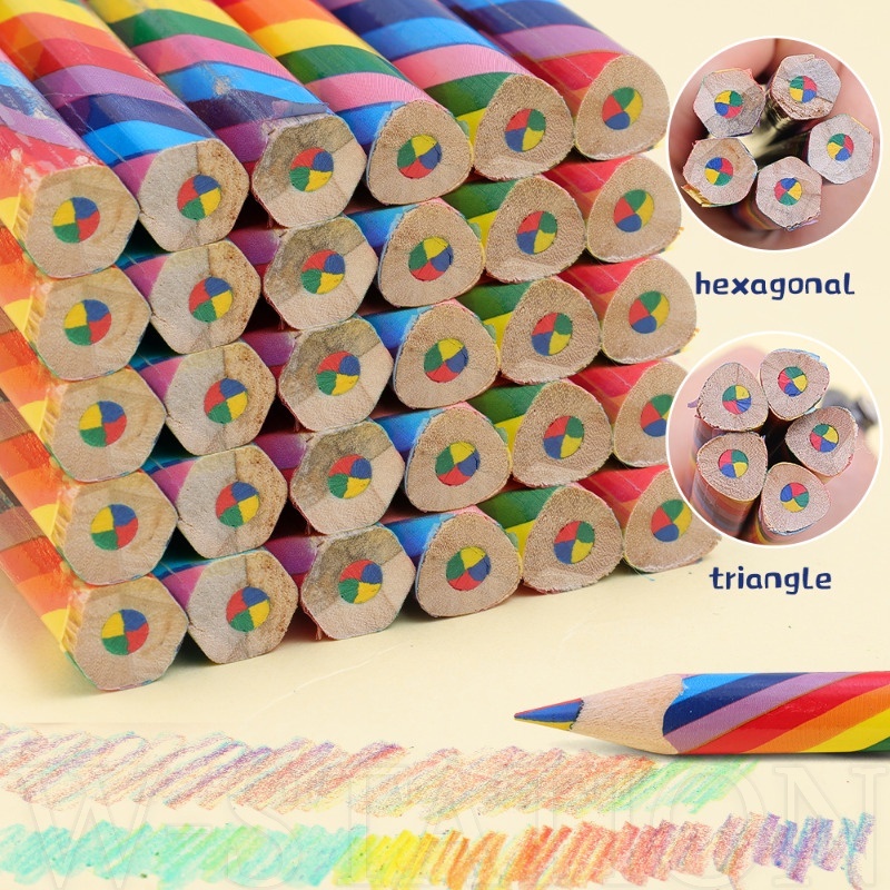 4 Colors Rainbow Pencil / Cute Wood Colorful Pencil Crayon / Concentric ...