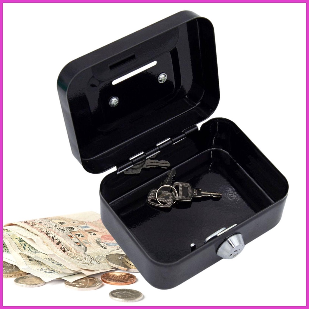 Money Lock Box Security Box Safe Lock Box Mini Metal Cash Box Money ...