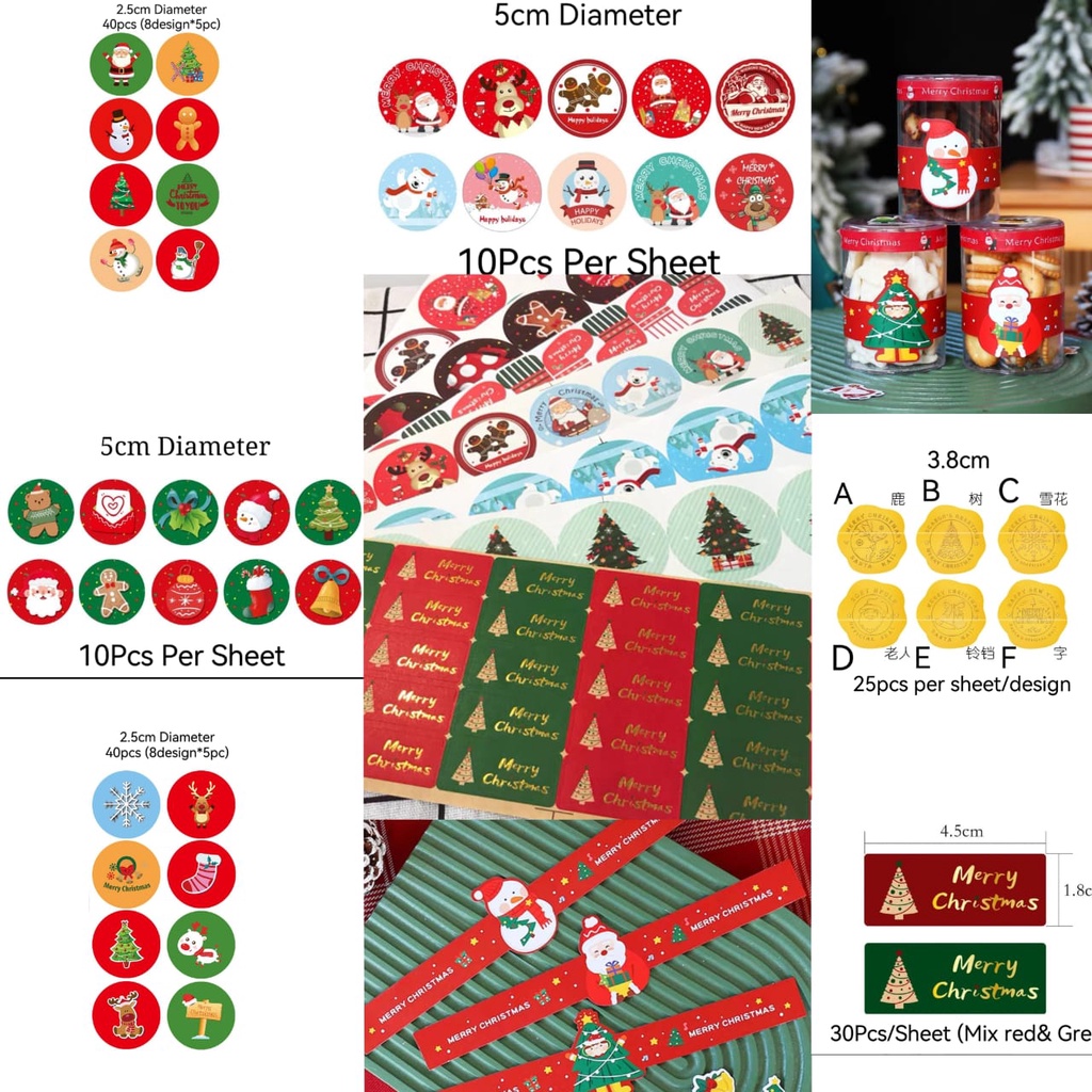 Christmas Sticker Label for Presents Gift Labelling Packaging | Shopee ...