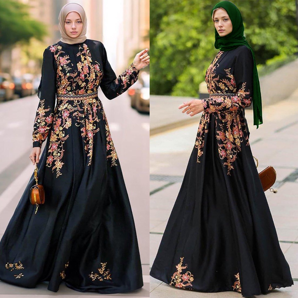 Ramadan Dubai Abaya Printing maxi dress Islam Arab robe Women Wear ...