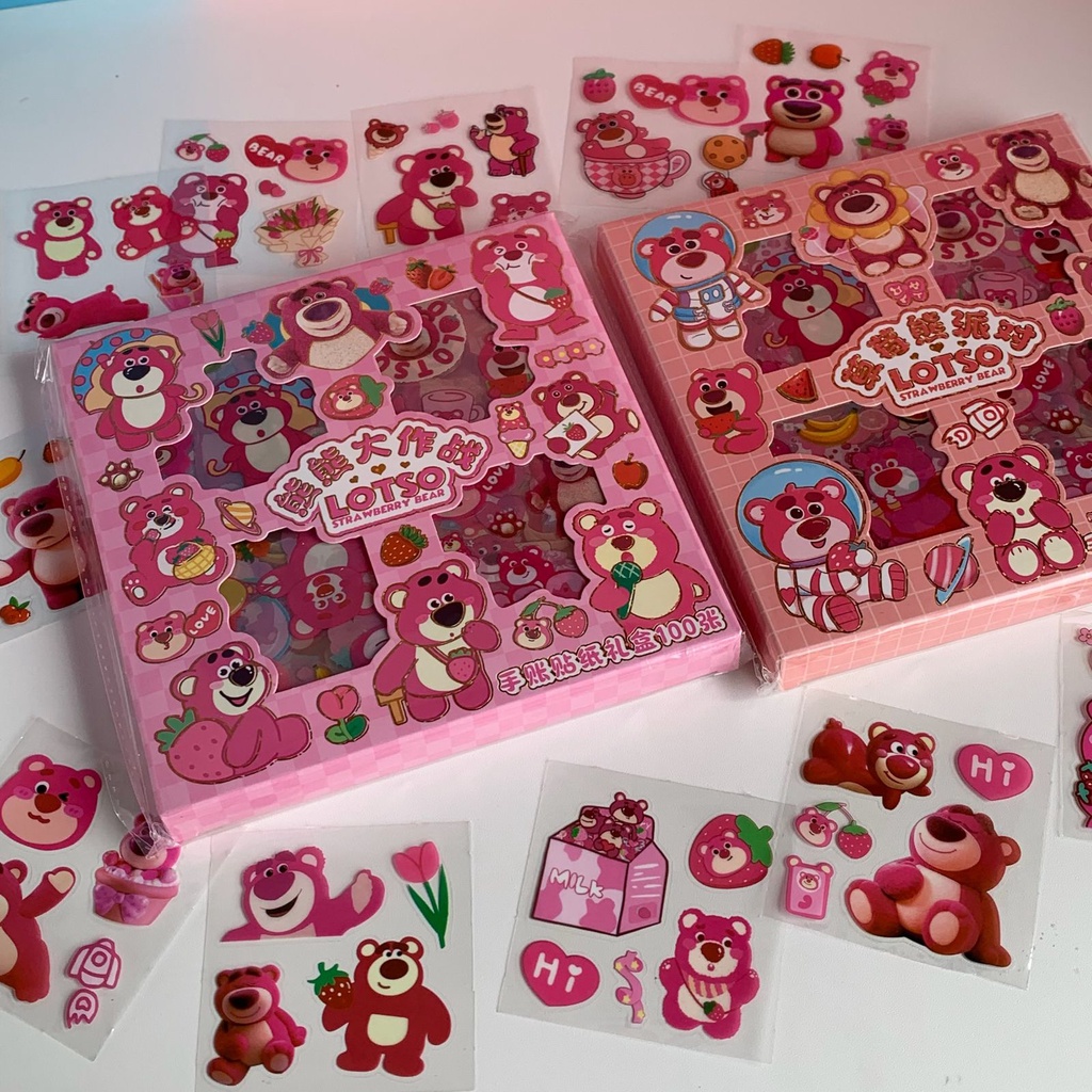 Lotto STICKER Contents 100 Sheets pcs strawberry bear bear kawaii pvc ...
