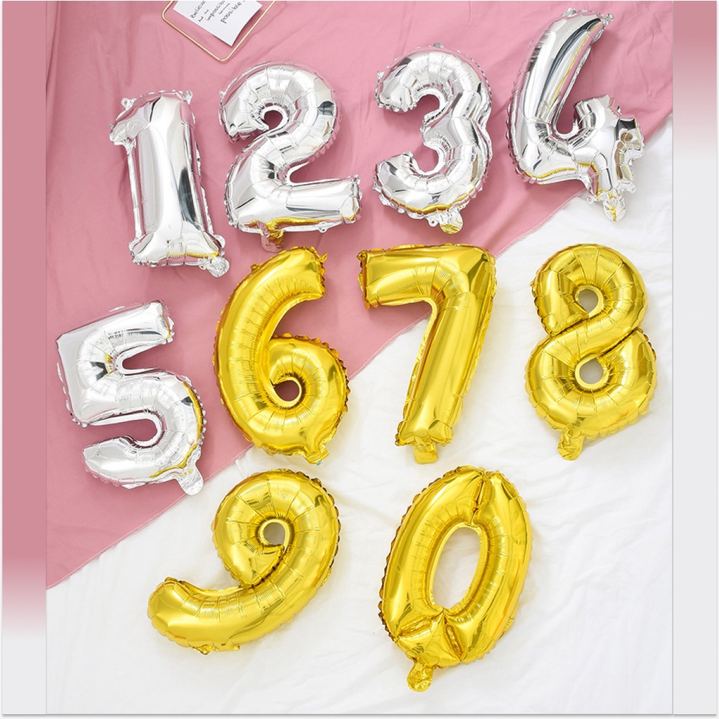 16inches Digital Balloon Metal Aluminum Foil Number Balloon ( Birthday ...