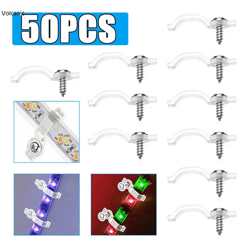 50Pcs Mounting Brackets Clip Fixing Clips for LED Tube Tape Light Strip ...