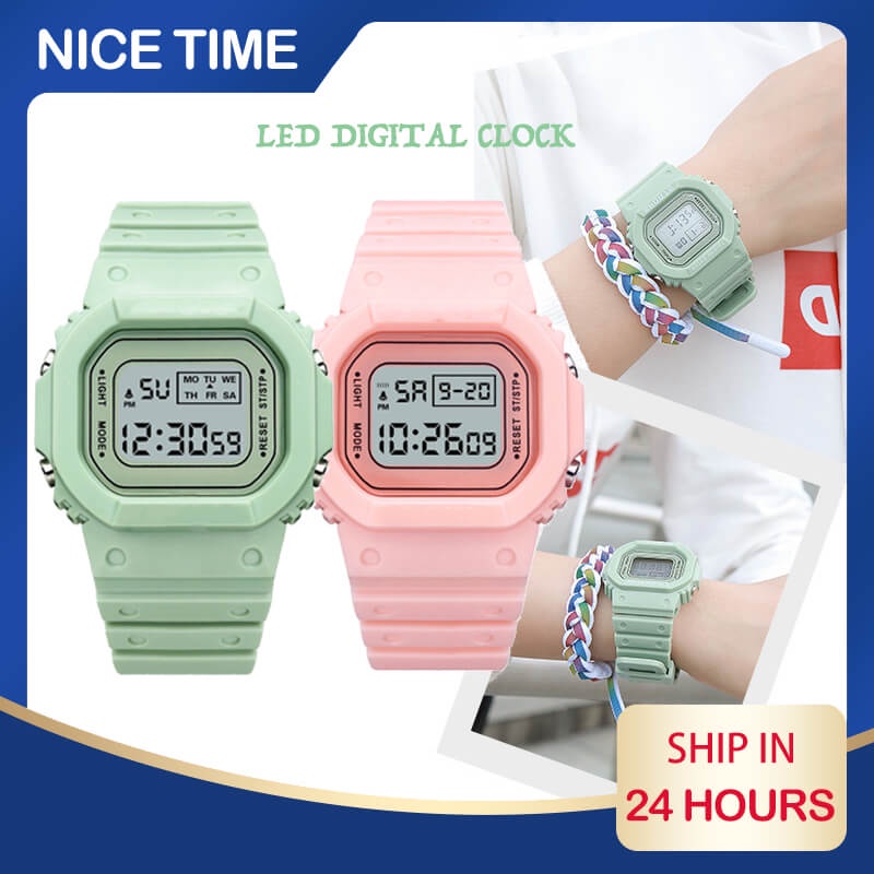 Unisex Waterproof Digital Watch / Square LED Digital Clock | Shopee ...
