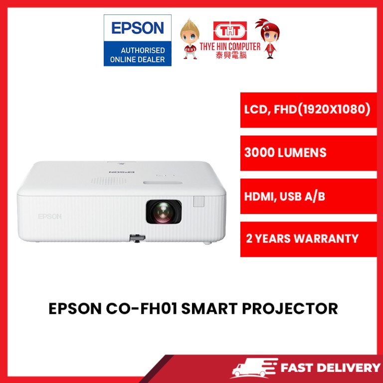 EPSON CO-FH01 FULL HD 3000 LUMENS PORTABLE COMPACT HOME AND OFFICE ...