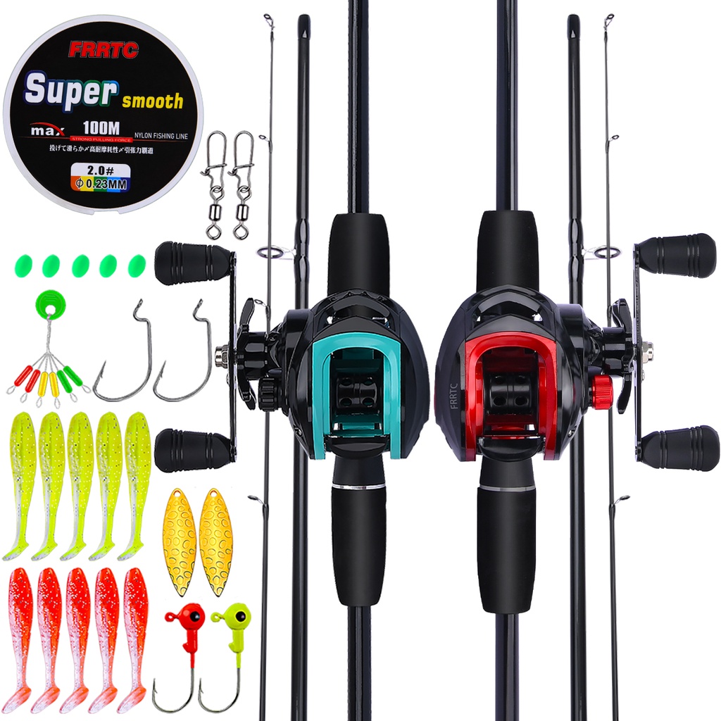 2 Sections Fishing Rod With 18+1BB Baitcasting Reel Line Lure ishing ...