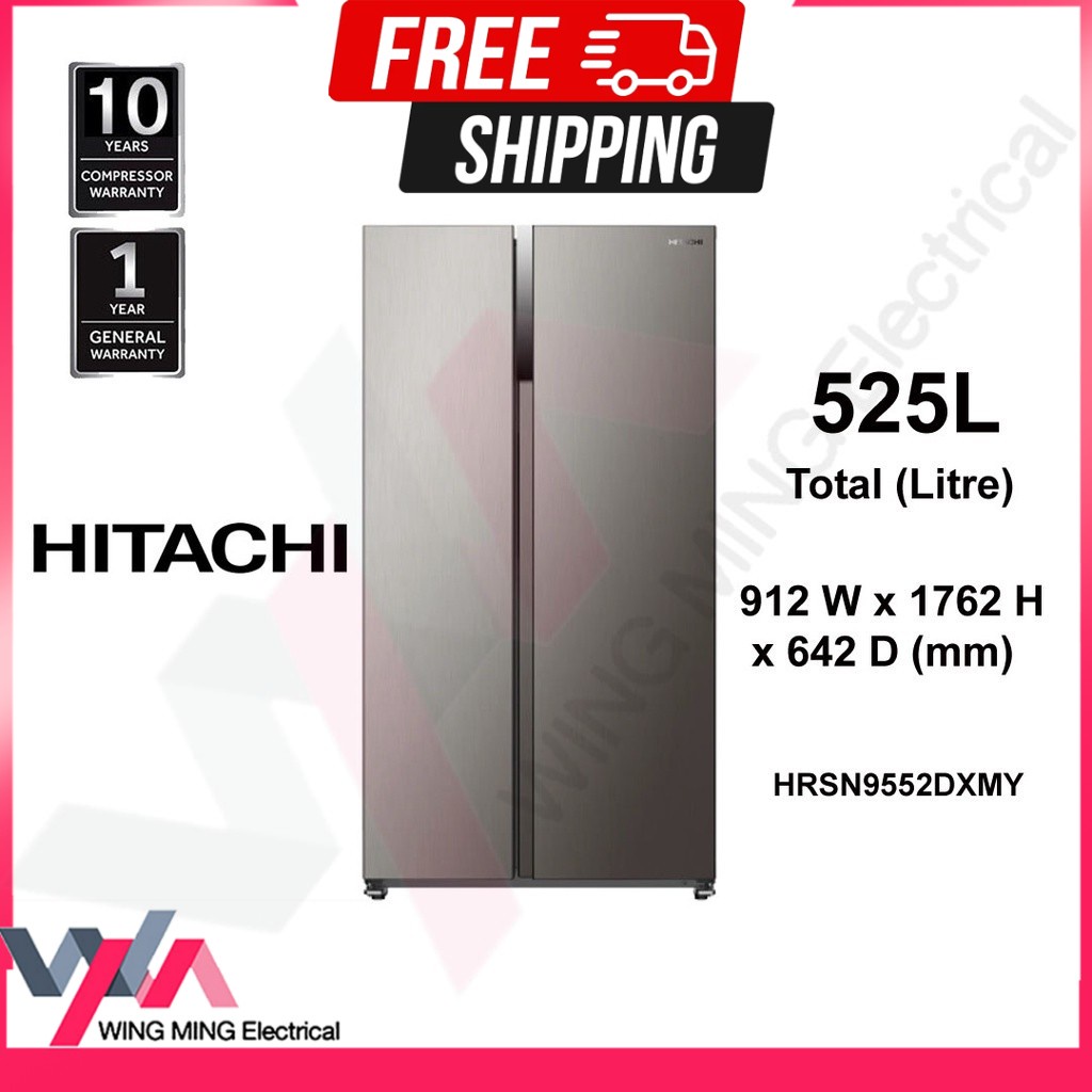 HITACHI 525L Side By Side Refrigerator 2 Door/Peti Ais 2 Pintu Inverter ...