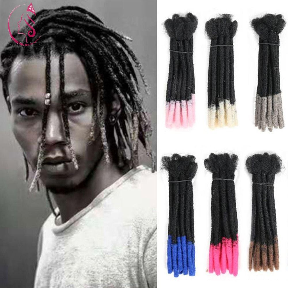 OCEANMAP 1 Pcs Handmade Dreadlocks Men Hair Extensions Ombre Soft Grey ...
