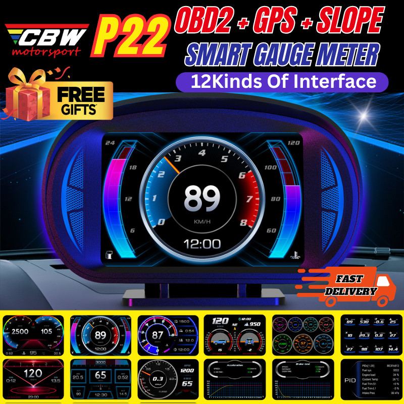 ‼️New Model🇲🇾 P22 Car OBD2 Meter Alza 2009-2014 Myvi Lagibest GPS Digital Scanner OBD Gauge Hud ...