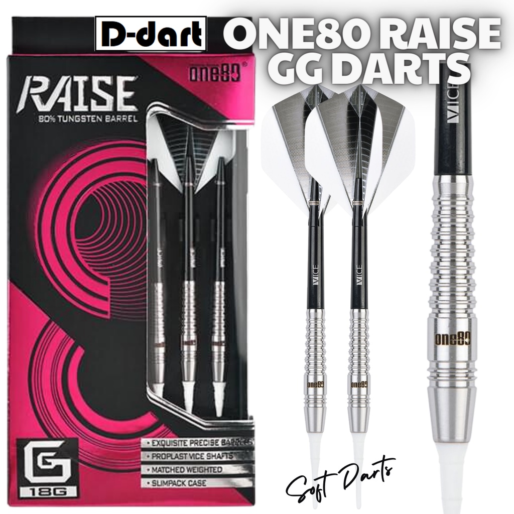 ONE80 SOFT TIP DART - 18G RAISE GG EXQUISITE PRECISE BARREL HD TUNGSTEN ...