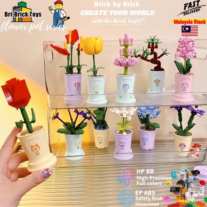 Bri-Brick Toys Flower Building Block DIY Eternal Flower Toys For Kids ...