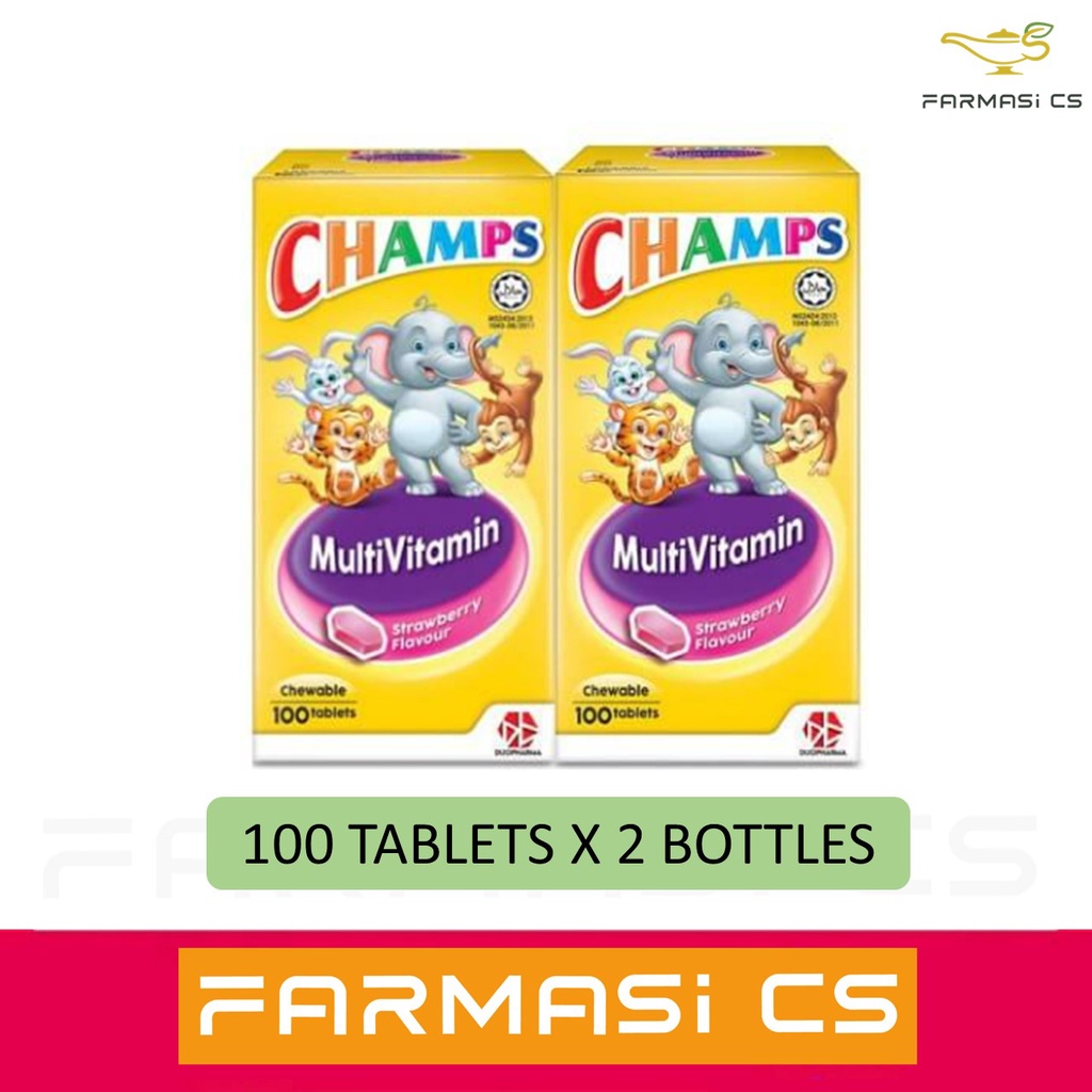 CHAMPS M Chewable Multivitamin Strawberry Flavour 100's x 2 (TWIN) EXP ...