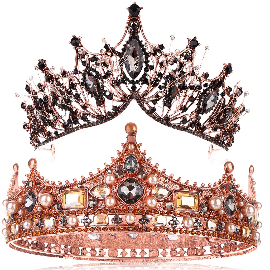 VAEC 2 Pcs Prom King and Queen Crowns Set King Crowns for Men Black ...