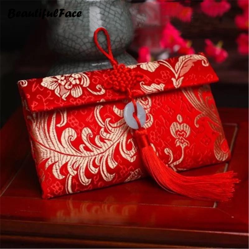 BF- Chinese New Year Angpao Red Envelopes bag Cloth Art Brocade Red ...