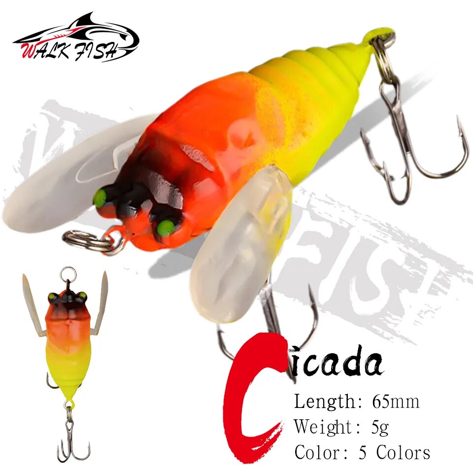 WALK FISH 6.5g/5cm Topwater Noise Simulation Cicada Fishing Lure ...