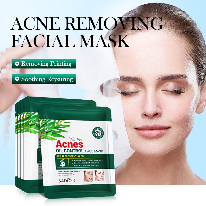 ROREC SADOER Tea Tree Acne Oil Control Face Mask Anti-Acne Hydrating Facial Mask | Shopee Malaysia