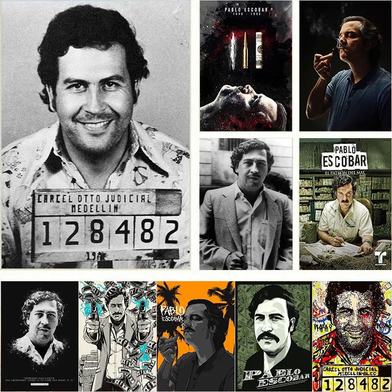 Colombian Drug Lord Pablo Escobar Portrait Poster Canvas Painting Legend Classic Wall Art For ...