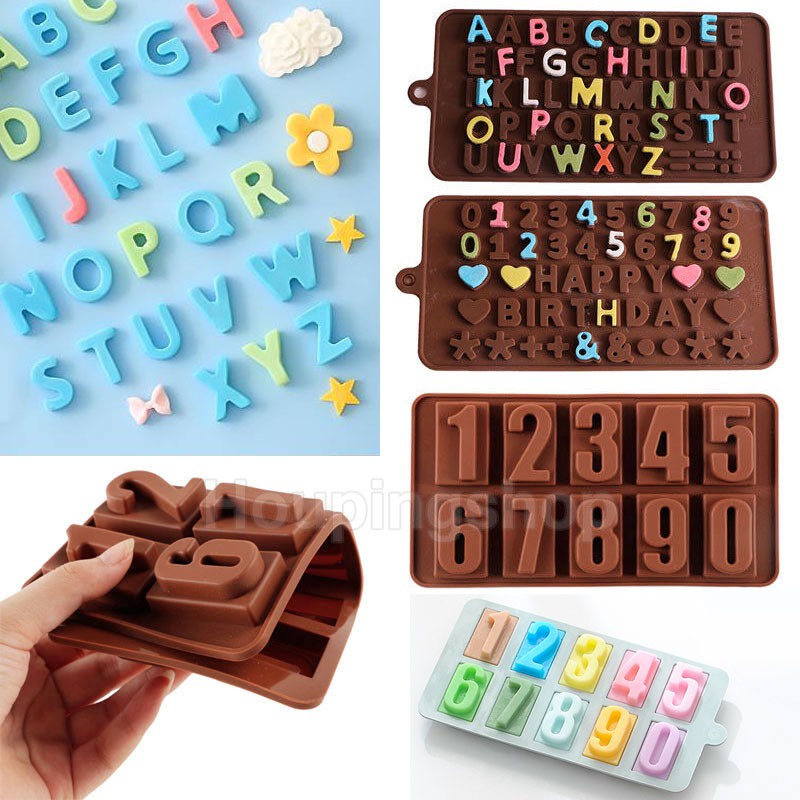 Silicone Chocolate Molder Alphabet Letter Number Fondant Mould Baking ...