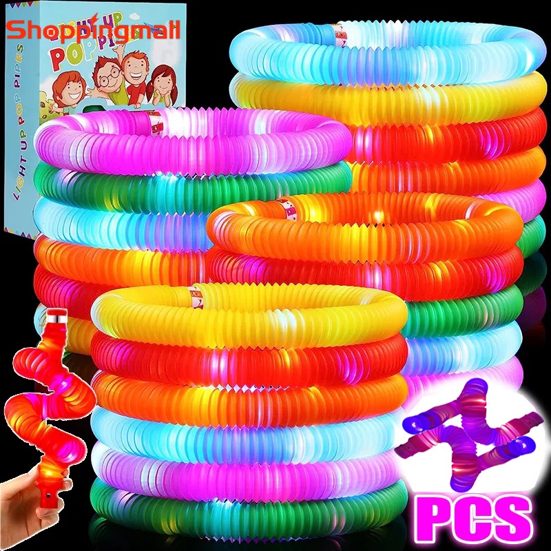 LED Luminous Pop Tubes DIY Colorful Light Up Retractable Glow Sticks ...