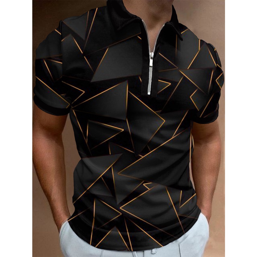 Men's 3D Printed Polo Shirt Three-dimensional Geometric Pattern New ...