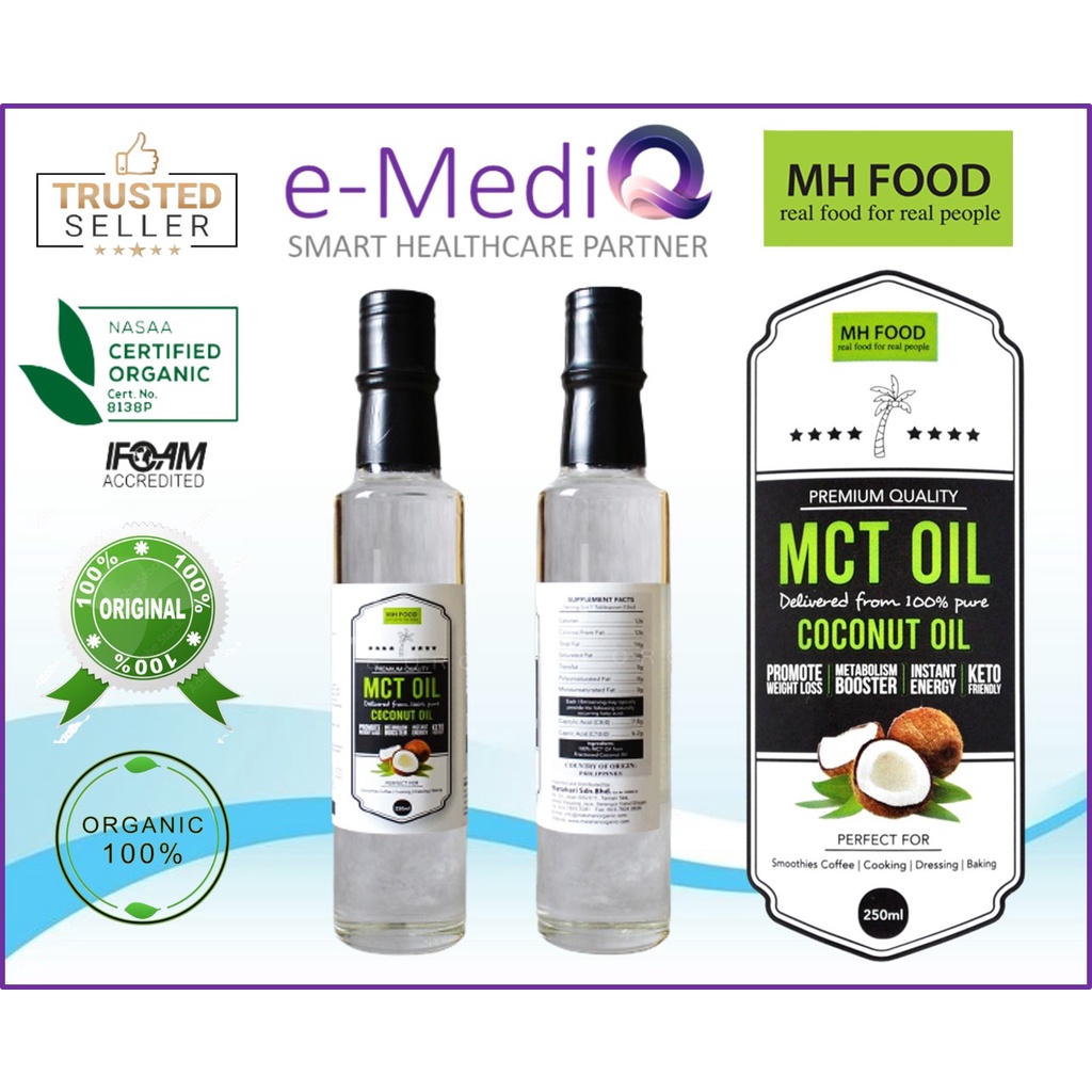 MH FOOD Premium 100% Pure MCT Coconut Oil (250ml) Certified By NASAA-8138P (Exp: Aug/2026 ...