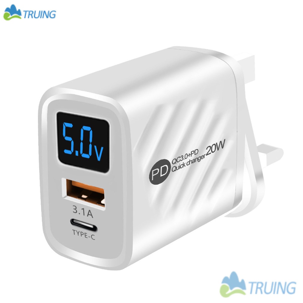 Fast Charging Head Digital Display USB+Typec Dual interface 18W US/UK ...